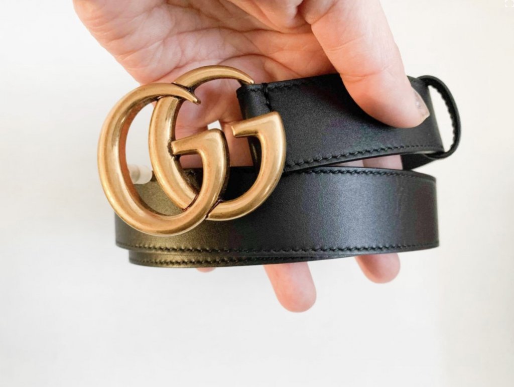 Gucci GG Black Belt Medium Size 80 Lyxen se